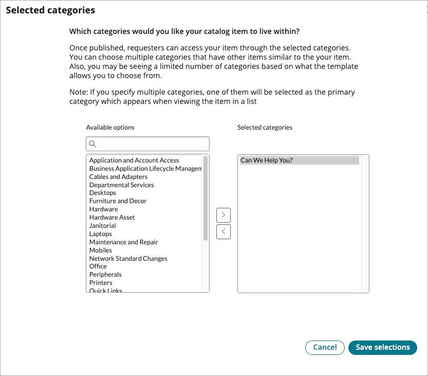 Choosing a Catalog Item Location | ServiceNow Developers