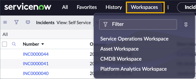 Using a Workspace | ServiceNow Developers