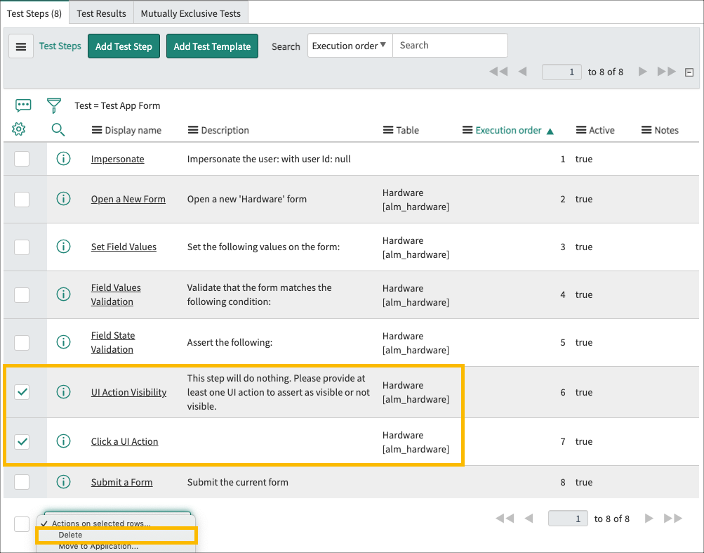Test Templates ServiceNow Developers