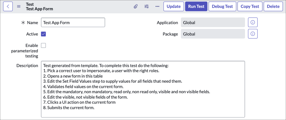 Test Templates | ServiceNow Developers