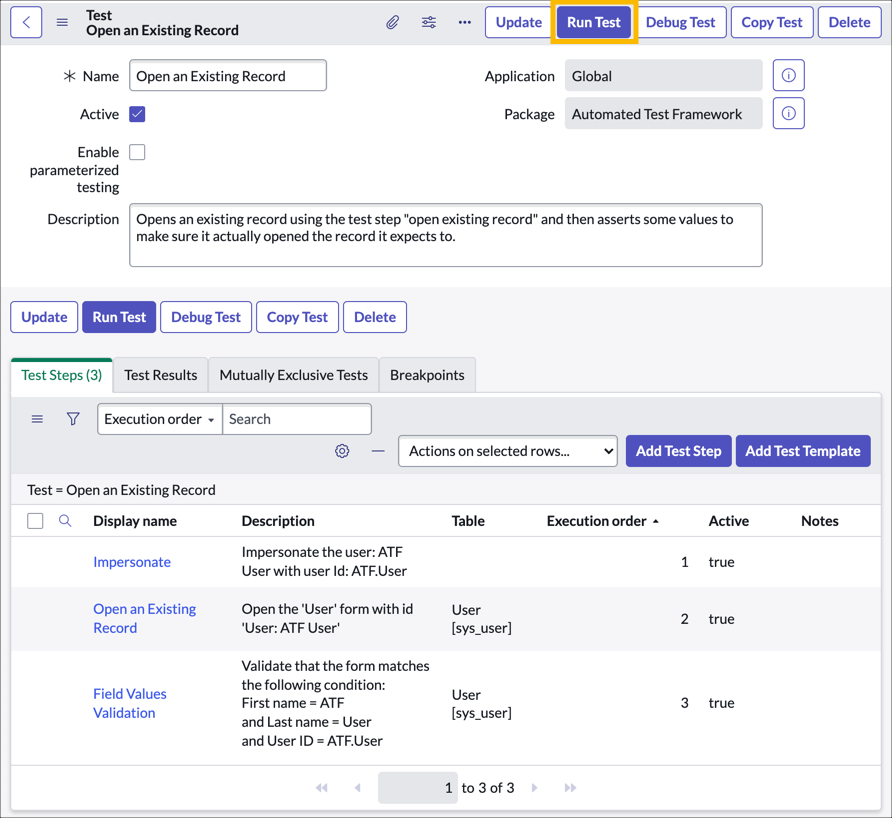 Enabling and Running Tests | ServiceNow Developers