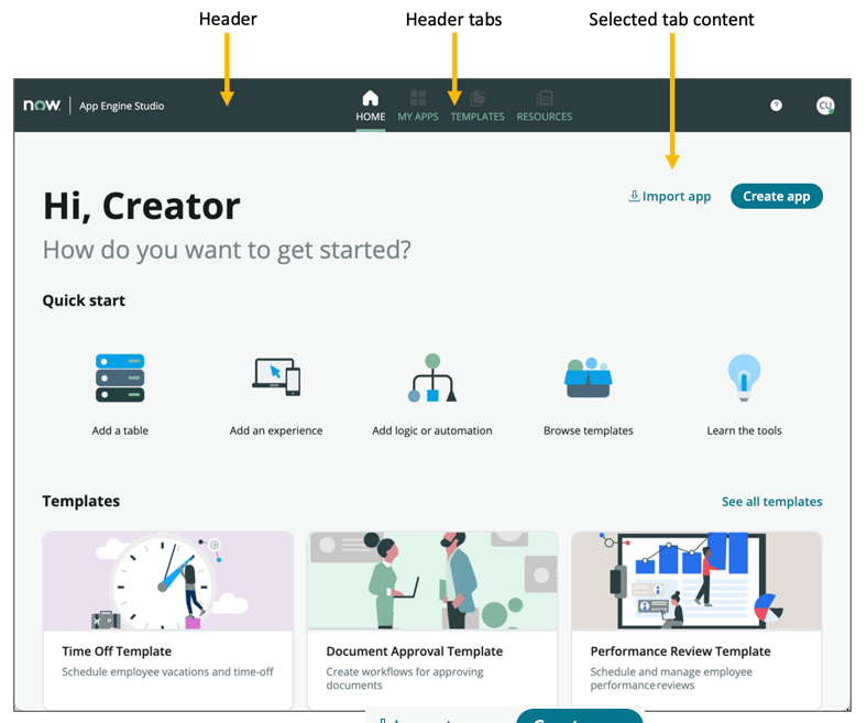 App Engine Studio Interface | ServiceNow Developers