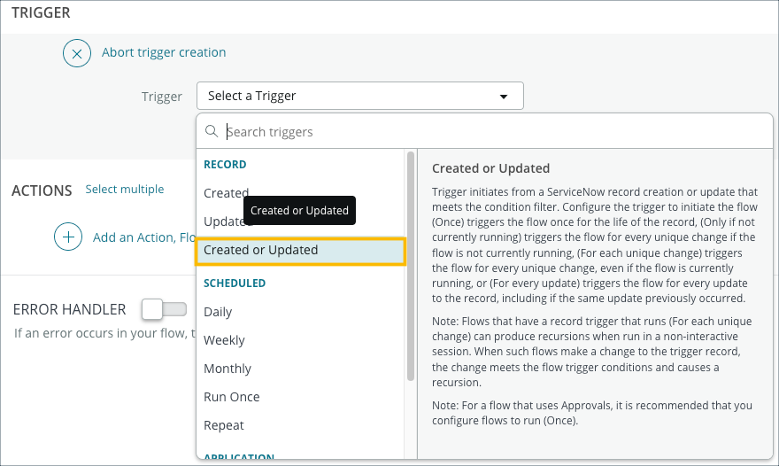 Exercise: Create and Configure a Flow | ServiceNow Developers