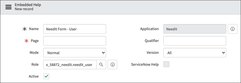 Exercise: Create Embedded Help Records | ServiceNow Developers