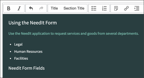 Exercise: Add Content to NeedIt Form Embedded Help Records | ServiceNow Developers