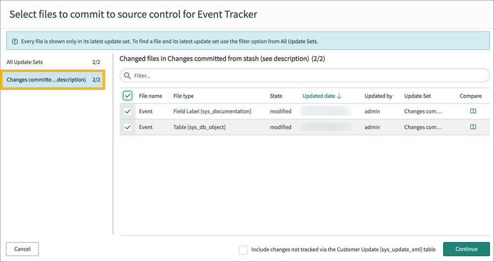 Managing Stashed Changes | ServiceNow Developers