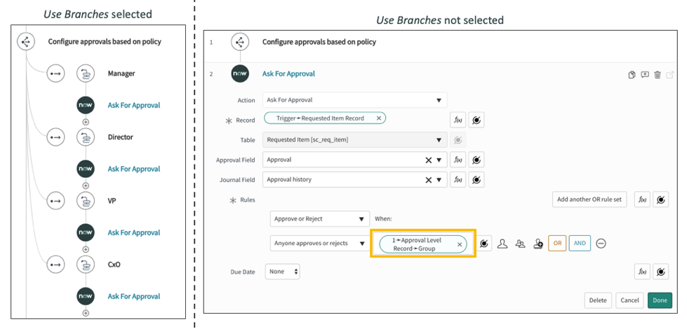 Adding Make a Decision Branches | ServiceNow Developers