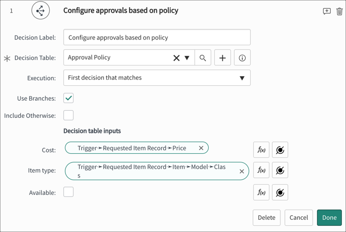Adding Make a Decision Branches | ServiceNow Developers
