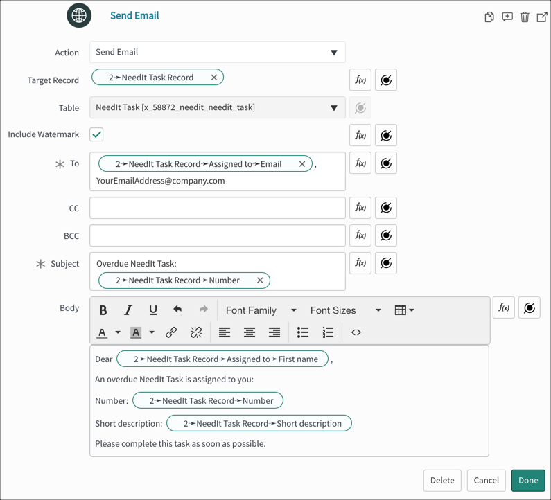 Exercise: Send an Email | ServiceNow Developers