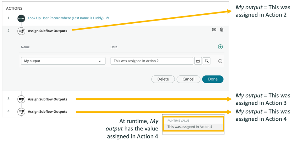 Assigning Subflow Outputs | ServiceNow Developers