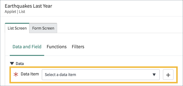 Configuring Applet Screens - Data Item | ServiceNow Developers