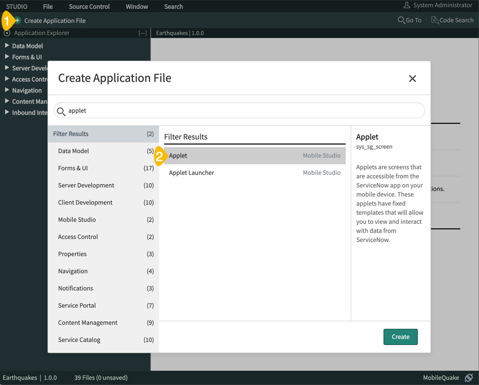 Creating Applets | ServiceNow Developers
