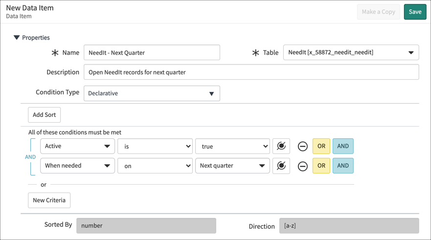 Exercise: Create Data Items | ServiceNow Developers