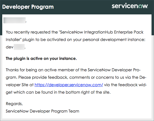 Exercise: Activate IntegrationHub Plugin | ServiceNow Developers