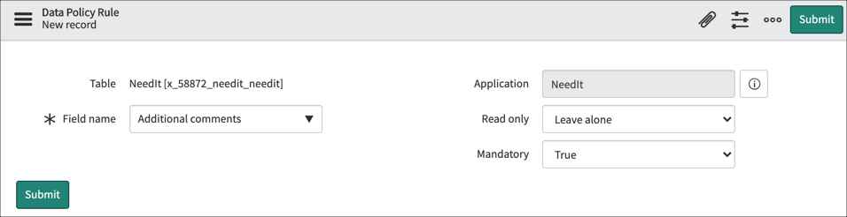 Exercise: Create a Data Policy | ServiceNow Developers