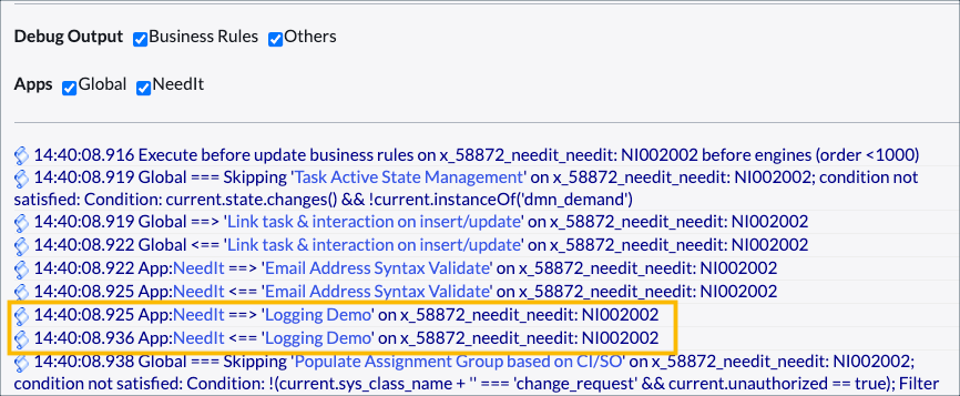 Debugging Business Rules | ServiceNow Developers