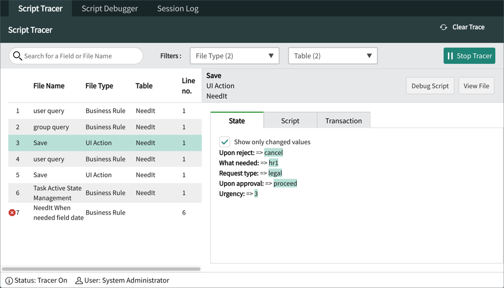 Script Tracer | ServiceNow Developers