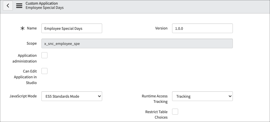 Application Settings | ServiceNow Developers