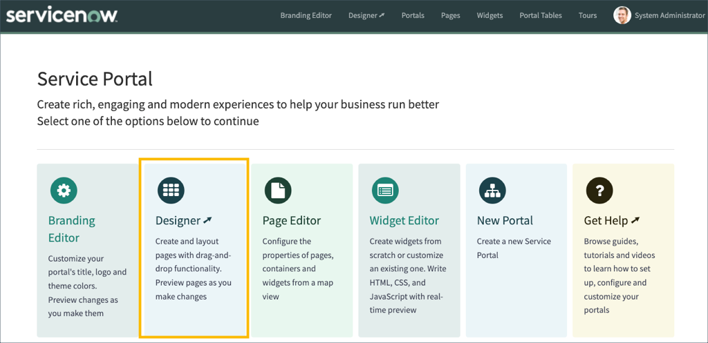 Exercise: Create a Page | ServiceNow Developers