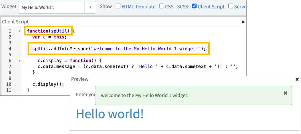 Using the Client-side Widget API | ServiceNow Developers