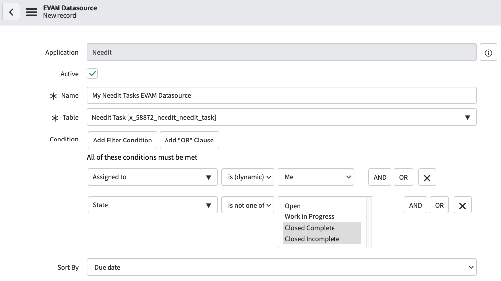 Exercise: Create an EVAM Definition and Datasources | ServiceNow Developers