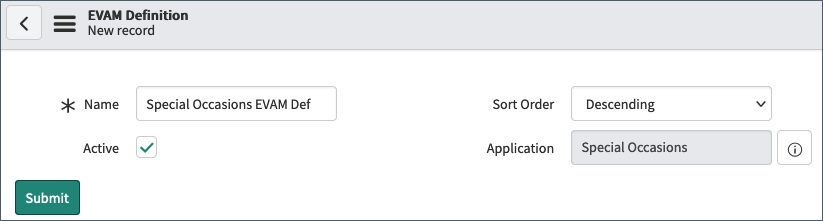 EVAM Definition Record | ServiceNow Developers