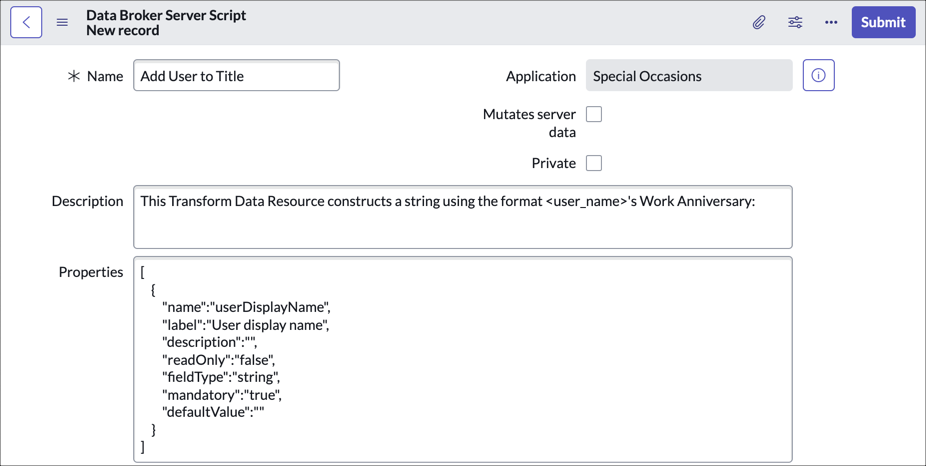 Creating Data Resources | ServiceNow Developers