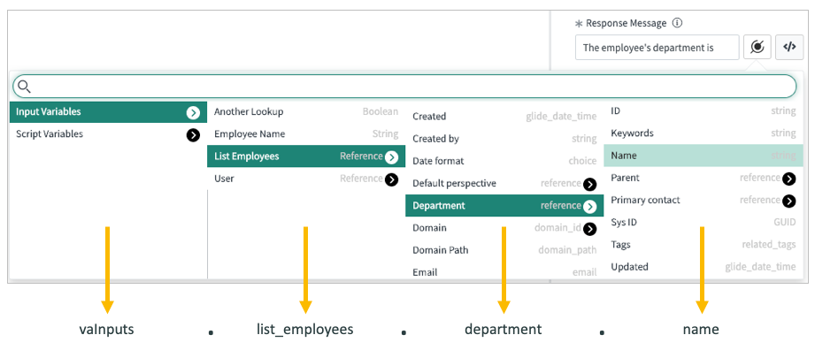 Using Input Variables | ServiceNow Developers