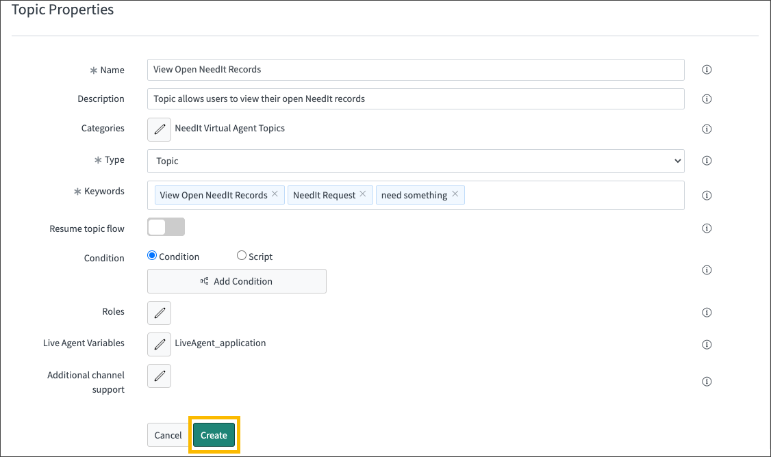 Exercise: Create a Topic | ServiceNow Developers