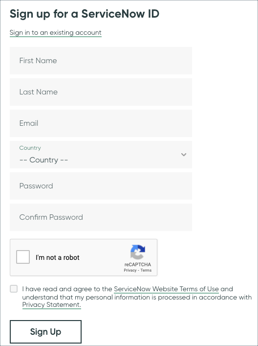 Creating a Developer Site Account | ServiceNow Developers