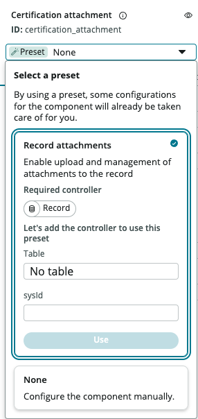 Attachments component setup | ServiceNow Developers