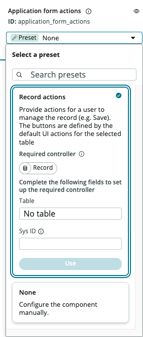 Action Bar component setup | ServiceNow Developers