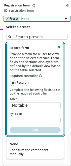 Form component setup | ServiceNow Developers
